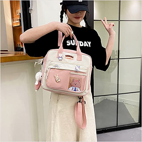 Kawaii Backpack Aesthetic Cute Bags Japanese School Bag Y2k Tote Bags Ita Bag Crossbody Girls Kawaii School Supplies (Pink, One Size)