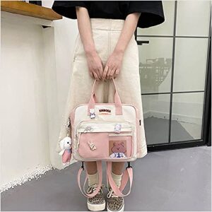 Kawaii Backpack Aesthetic Cute Bags Japanese School Bag Y2k Tote Bags Ita Bag Crossbody Girls Kawaii School Supplies (Pink, One Size)