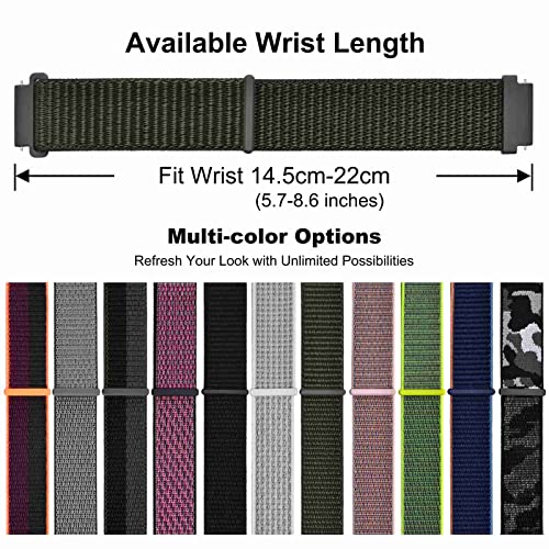 WOCCI 20mm Adjustable Nylon Watch Band, Quick Release Sport Loop Strap (Army Green)