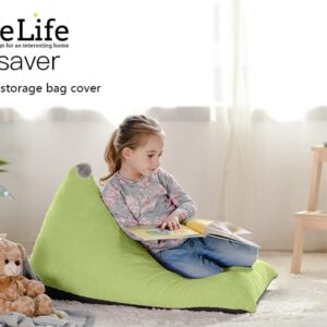 YuppieLife Stuffed Animal Storage Bean Bag Chair Cover for Kids, Zipper Storage Bean Bag Without Filling, Plush Toys Holder and Organizer - Premium Corduroy 200L (Bright Green)