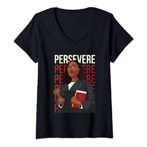 Womens Persevere Ketanji Brown Jackson Liberal Feminist Costume KBJ V-Neck T-Shirt