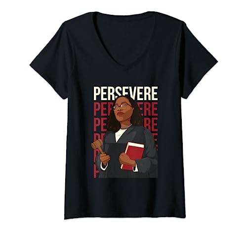 Womens Persevere Ketanji Brown Jackson Liberal Feminist Costume KBJ V-Neck T-Shirt