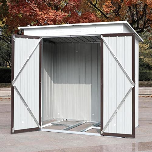 Seedfaya Outdoor Shed 6' x 4',Metal Storage Shed with Double Lockable Doors,Vents,Small Sheds Outdoor Storage for Garden Tools,Lawn Mower,Garbage Can,Bikes,Waterproof Storage Shed