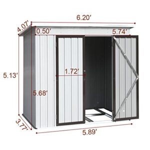 Seedfaya Outdoor Shed 6' x 4',Metal Storage Shed with Double Lockable Doors,Vents,Small Sheds Outdoor Storage for Garden Tools,Lawn Mower,Garbage Can,Bikes,Waterproof Storage Shed