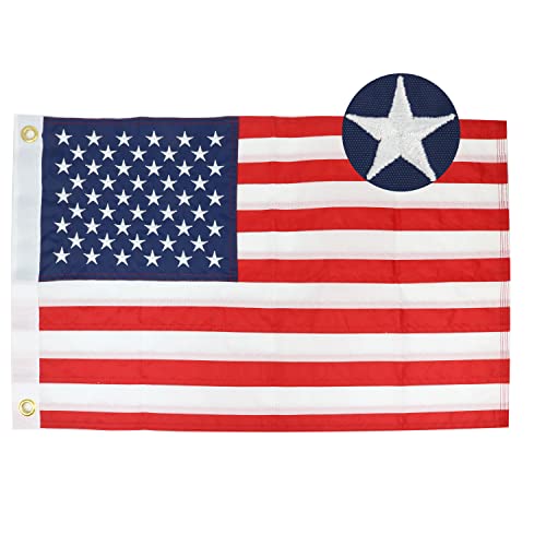 GIFTEXPRESS Heavy Duty American Boat US Flag 12X18 - Embroidered Star Weatherproof US Flag -Strong Sewn with Fish Line