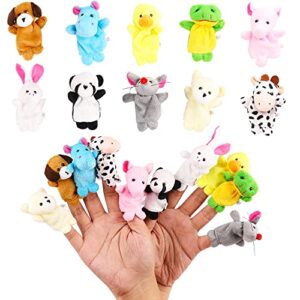 20pcs finger puppets set - soft plush animals finger puppet toys for kids, mini plush figures toy assortment for boys & girls, party favors for shows, playtime, schools