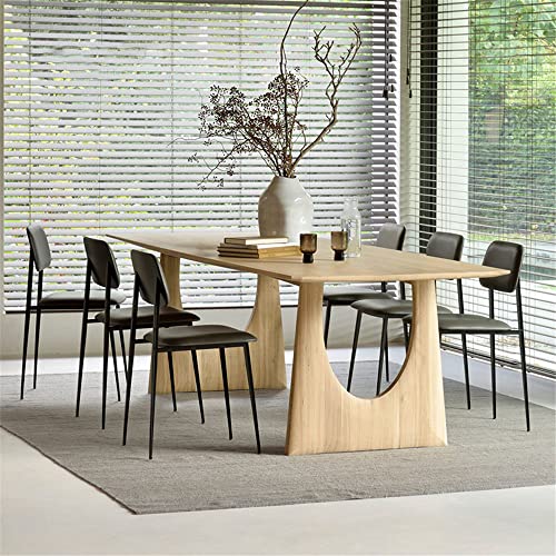 NIUYAO Solid Wood Dining Table Rectangle Modern in Nature with Double Pedestal Table Only for Dining Room Kitchen Leisure Table -71" L x 31.5" W x 29.5" H