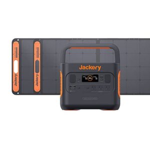 jackery solar generator 2000 pro 2160wh capacity with 2x solarsaga 200w, 3 x 2200w ac outlets, fast charging, ideal for home backup, emergency, rv outdoor off-grid camping