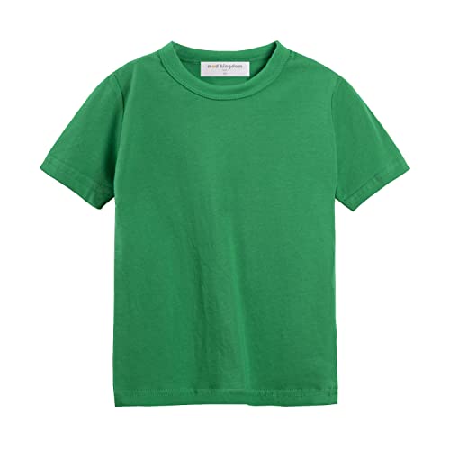 Mud Kingdom Toddler Boys T-Shirt Short Sleeve Summer Holiday Plain Green 4T Soft