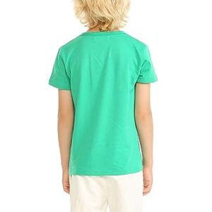 Mud Kingdom Toddler Boys T-Shirt Short Sleeve Summer Holiday Plain Green 4T Soft