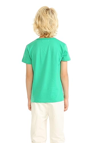 Mud Kingdom Toddler Boys T-Shirt Short Sleeve Summer Holiday Plain Green 4T Soft