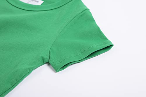 Mud Kingdom Toddler Boys T-Shirt Short Sleeve Summer Holiday Plain Green 4T Soft