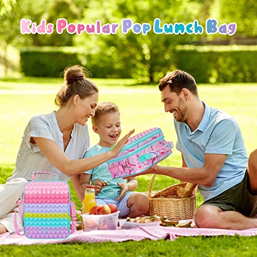 Pop Lunch Box for Girls Kids School Lunch Bag,Back to School Supplies Pop Insulated Lunch Box Tote for Kids School Travel Gifts,School Supplies Office Leakproof Cooler Bag Reusable Lunch Box Girls