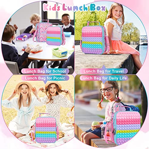 Pop Lunch Box for Girls Kids School Lunch Bag,Back to School Supplies Pop Insulated Lunch Box Tote for Kids School Travel Gifts,School Supplies Office Leakproof Cooler Bag Reusable Lunch Box Girls