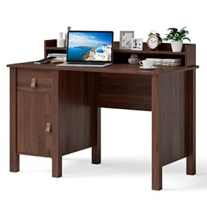 tangkula computer desk with storage drawer & cabinet, wood home office desk with hutch, 48 inch vintage desk for bedroom with adjustable inner shelf, executive desk writing study desk, vanity desk