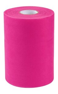 joycrosso tulle fabric rolls 6 inch 100 yards (300 feet) organza tulle polyester netting spool for wedding decorations gift baby shower crafts diy tutu skirt-soft & drape (fuchsia)