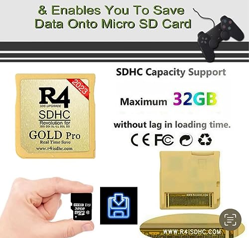 2023 Game Source SDHC Gold Adapter With 32 GB Micro SD With YS Menu With 500 In 1 Will Work On DS DSI DSIXL 2DS 2DSXL 3DS 3DSXL