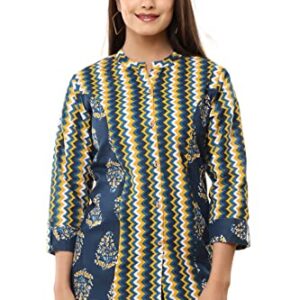 Vihaan IMPEX Zigzag Printed Tunic Casual Kurti Top for Women Shirt for Ladies Multicolor