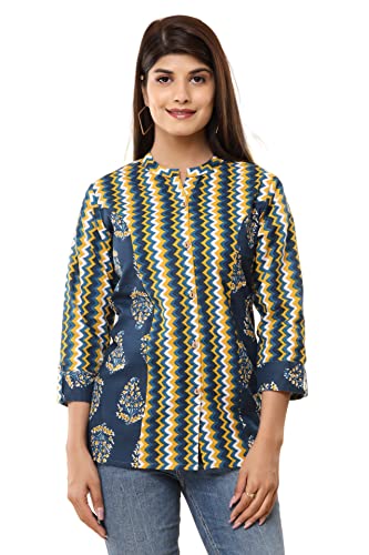 Vihaan IMPEX Zigzag Printed Tunic Casual Kurti Top for Women Shirt for Ladies Multicolor