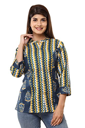 Vihaan IMPEX Zigzag Printed Tunic Casual Kurti Top for Women Shirt for Ladies Multicolor