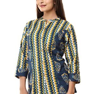 Vihaan IMPEX Zigzag Printed Tunic Casual Kurti Top for Women Shirt for Ladies Multicolor