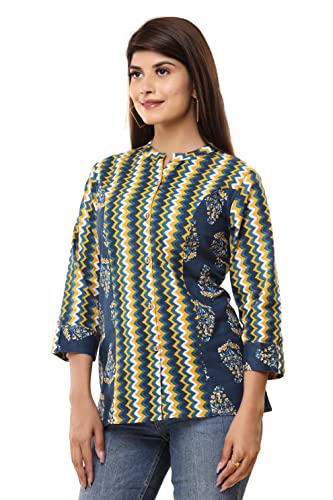 Vihaan IMPEX Zigzag Printed Tunic Casual Kurti Top for Women Shirt for Ladies Multicolor