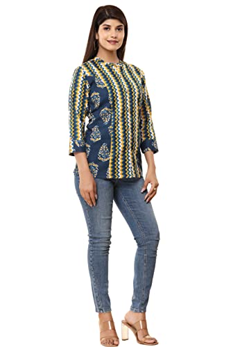 Vihaan IMPEX Zigzag Printed Tunic Casual Kurti Top for Women Shirt for Ladies Multicolor