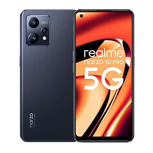 realme Narzo 50 Pro 5G Dual-SIM 128GB ROM + 6GB RAM (GSM only | No CDMA) Factory Unlocked 5G Smartphone (Hyper Black) - International Version