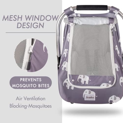 Car Seat Covers for Babies, Large Window Baby Car Seat Covers, Stretchy Carseat Canopy with Breathable Peekaboo, Kick-Proof & Windproof Infant Carseat Cover for Boys Girls