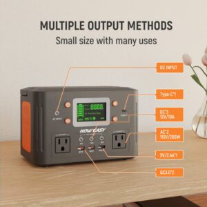 HOWEASY 260W Portable Power Station.178Wh Solar Generator(Solar Panel Not Included) with 110V AC Power Socket Backup Power Supply, Suitable for CPAP, Outdoor Camping Travel Home Emergency