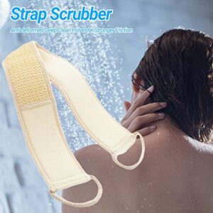 Exfoliating Back Scrubber for Shower, Bath Shower Scrubber for Men and Women, Dual Side Handle Body Washer, Exfoliating Texture Scrubbing Pad, Body Scrubber to Deep Clean Relax Your Body Beige