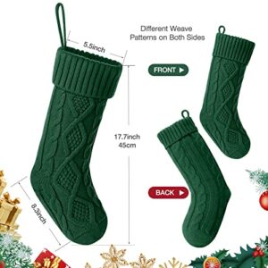 Hommtina Christmas Stockings, Personalized Christmas Stockings 18 Inches Large Size Cable Knitted Stocking Gifts (6pcs White&red&Green)