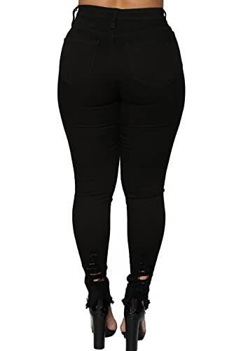 TodTan Women's Skinny Jeans Ripped Mid Rise Stretch Destroyed Denim Pants Jeans Black-b