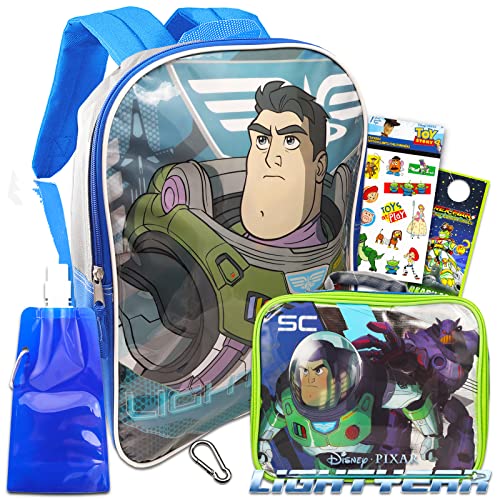 Buzz Lightyear Backpack and Lunch Box Set for Kids - 6 Pc Bundle with 16" Buzz Lightyear School Backpack Bag, Lunch Bag, Water Bottle, and More (Buzz Lightyear School Supplies)