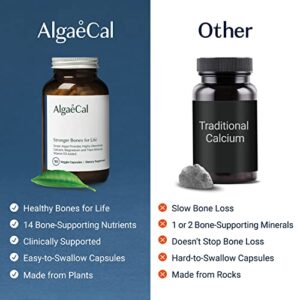 ALGAECAL - Plant Based Calcium Supplement with Vitamin D3 (1000 IU) for Bone Strength, Contains 13 Minerals Supporting Bone Health, Organic Calcium (750 mg) for Women & Men, 90 Veggie Caps