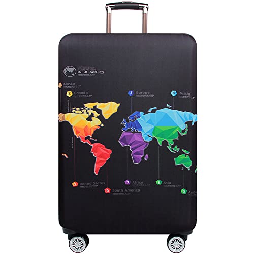 MosaiRudo Thicker Luggage Cover Elastic Suitcase Cover Protector Fits 18-32 Inch Suitcase Travel Accessories (Abstract Map, L)