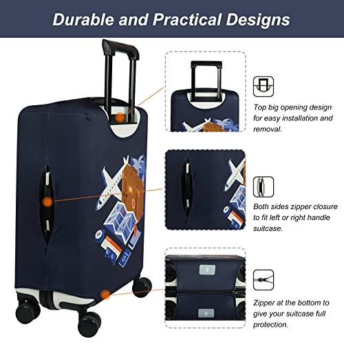 MININOVA Travel Luggage Cover Suitcase Protector Fits 23-26 Inch Luggage, Journey M (MVLC0102)