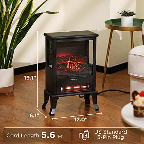 TURBRO Suburbs TS17Q Infrared Electric Fireplace Stove, 19" Freestanding Stove Heater with 3-Sided View, Realistic Flame, Overheating Protection, CSA Certified, for Small Spaces, Bedroom - 1500W