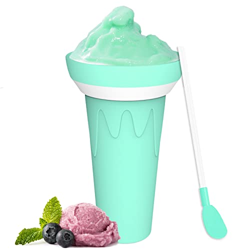 menglisi Frozen Magic Slushy Maker Cup | Mint Green Slushie Cup | Slushie Maker Squeeze Cup | Silicone Cold Drink Cooling Cup | Ice Maker Ice Cream Cup | Beer Coffe Milk Cola Mug | Gift for Women Men Him Her | 16.9oz