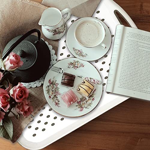 17.7" x 12.5" Anti-Slip Serving Trays with Handles, 3 Pcs X-Large Rectangular Food Serving Tray for Lap, Reusable and Durable Breakfast Tray, White