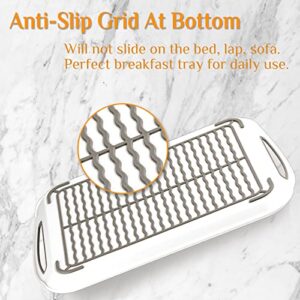 17.7" x 12.5" Anti-Slip Serving Trays with Handles, 3 Pcs X-Large Rectangular Food Serving Tray for Lap, Reusable and Durable Breakfast Tray, White