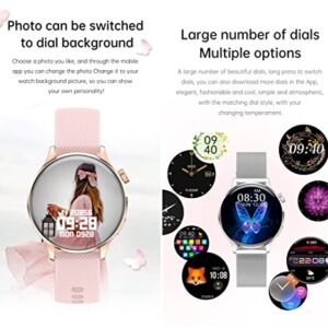 HANDA Smart Watch for Women, Fitness Tracker Smartwatch with Heart Rate Blood Pressure Sleep Monitor Bluetooth Call Pedometer IP67 Waterproof Activity Tracker for Android iOS (Gold Steel)