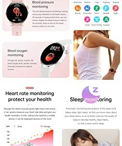 HANDA Smart Watch for Women, Fitness Tracker Smartwatch with Heart Rate Blood Pressure Sleep Monitor Bluetooth Call Pedometer IP67 Waterproof Activity Tracker for Android iOS (Gold Steel)