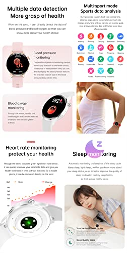 HANDA Smart Watch for Women, Fitness Tracker Smartwatch with Heart Rate Blood Pressure Sleep Monitor Bluetooth Call Pedometer IP67 Waterproof Activity Tracker for Android iOS (Gold Steel)