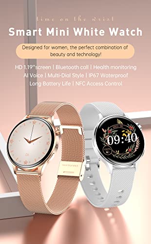 HANDA Smart Watch for Women, Fitness Tracker Smartwatch with Heart Rate Blood Pressure Sleep Monitor Bluetooth Call Pedometer IP67 Waterproof Activity Tracker for Android iOS (Gold Steel)