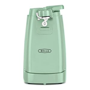 bella electric can opener and knife sharpener, multifunctional jar and bottle opener with removable cutting lever and cord storage, stainless steel blade, sage