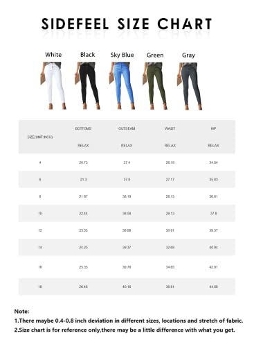 Sidefeel Womens High Waist Skinny Jeans Button Fly Raw Hem Elegant Denim Pants US4 White