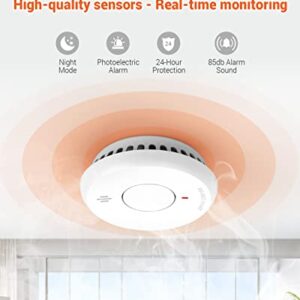 Jemay 3 Pack Wireless Interconnected Smoke Detectors Fire Alarm with Transmission Range of Over 820 ft, Fire Detector 10 Year Lithium Battery, with Enhanced Photoelectric Sensor