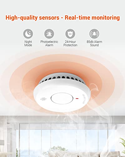 Jemay 3 Pack Wireless Interconnected Smoke Detectors Fire Alarm with Transmission Range of Over 820 ft, Fire Detector 10 Year Lithium Battery, with Enhanced Photoelectric Sensor