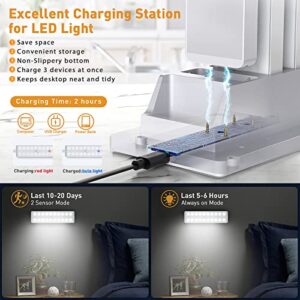 LED Closet Light with Charging Station, 20LEDs Dimmer Rechargeable Motion Sensor Under Cabinet Lighting with Remote Control, Wireless Stick-Anywhere Night Safe Light Bar for Wardrobe,Kitchen-5 Pcs